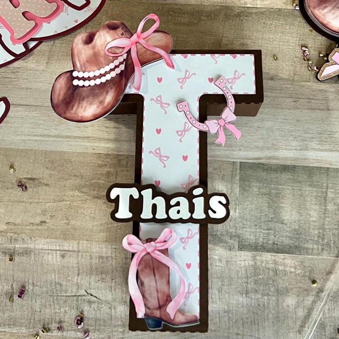 Pink Cowgirl 3D Letter, Pink Bow Cowgirl Party Decor, Western Party ...