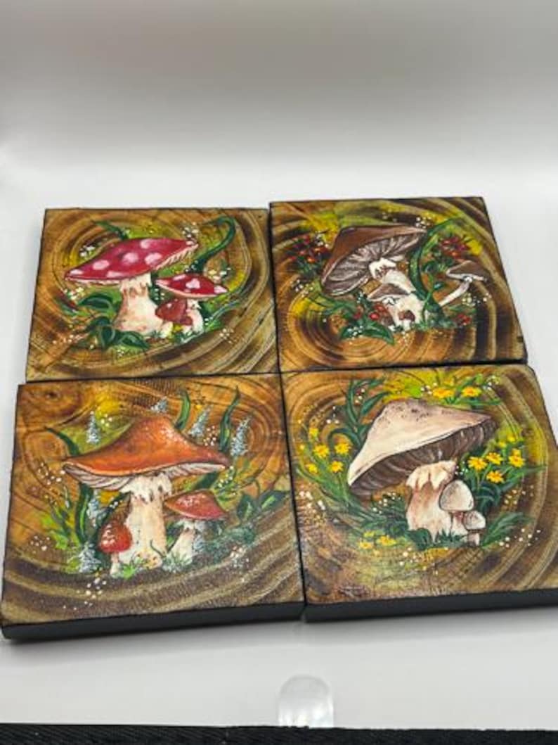 Hand Painted Coaster Set - Etsy