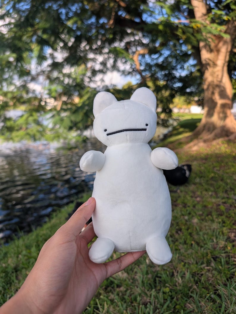 White Cat Plush, Handmade Toy Stuffed Animal, Plushie, Derpy Cute ...