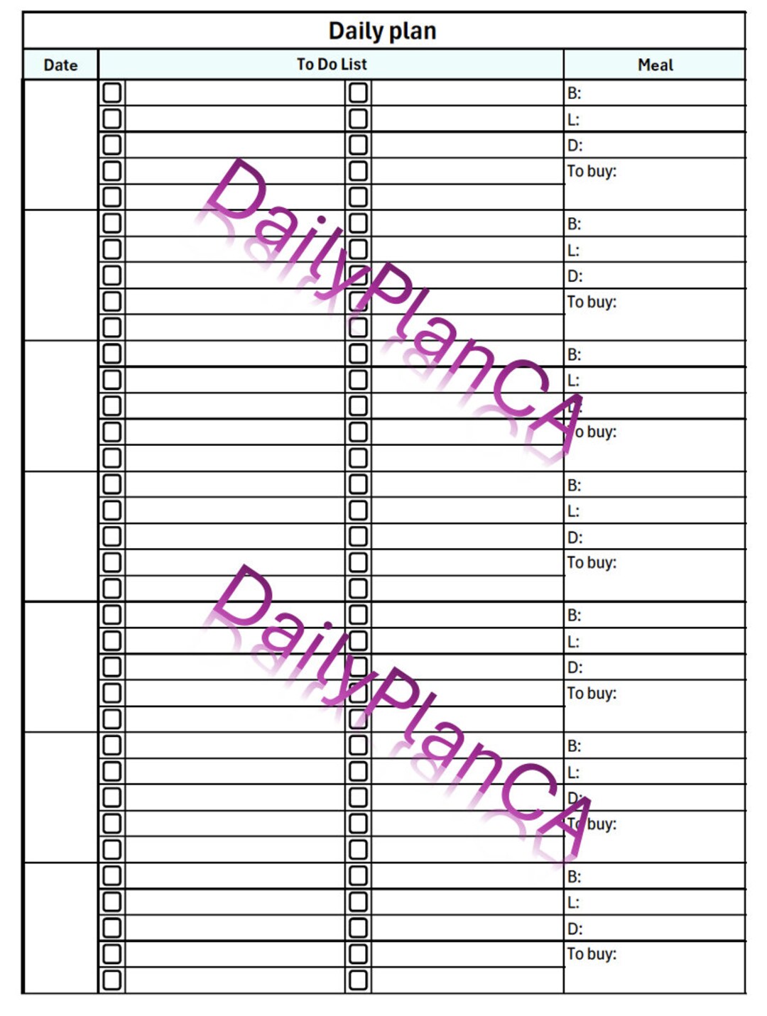 Printable Daily Plan, Tracking and Reflection A4 PDF - Etsy