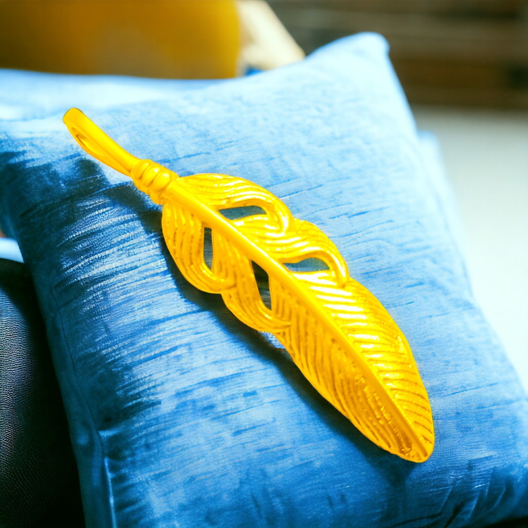 Gold Small Dainty Feather Pendant Necklace, Egyptian Jewelry, Revival ...