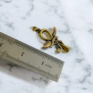 Gold Winged Ankh Necklace, Egyptian Key of Life Pendant - Etsy