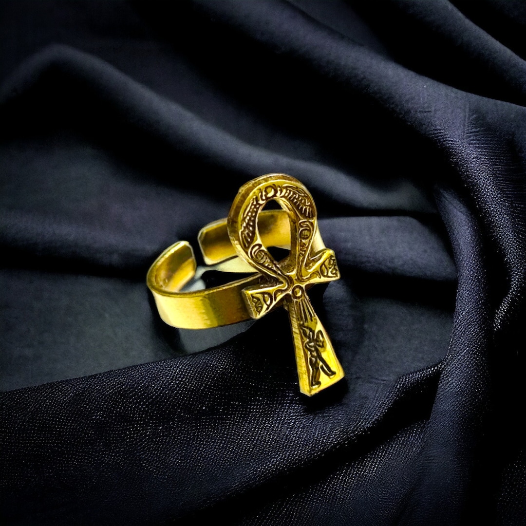 Akhenaton Prayers Ankh Ring, Egyptian Jewelry, Egyptian Amulet Ring ...