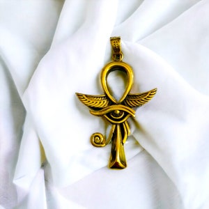 Gold Winged Ankh Necklace, Egyptian Key of Life Pendant - Etsy