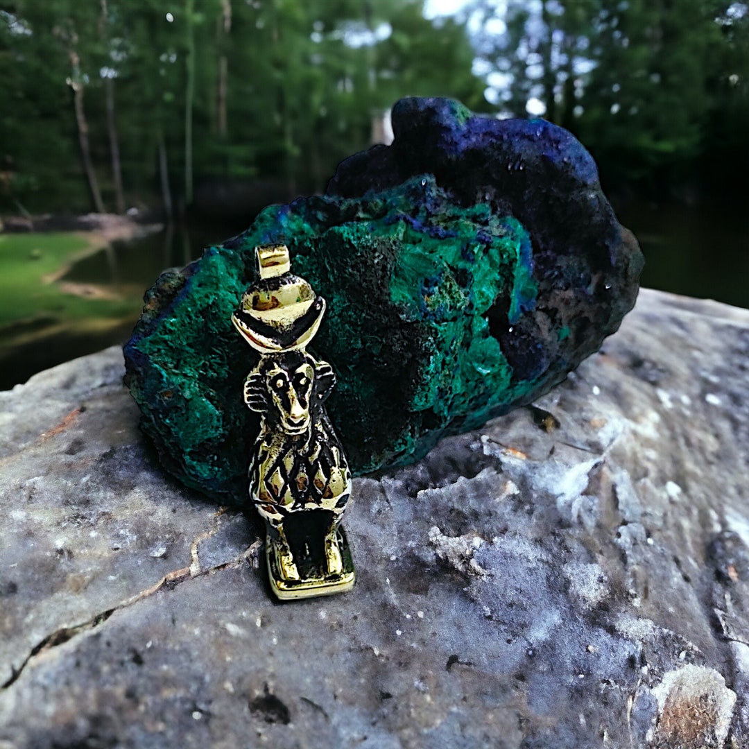 Antique Gold Thoth Pendant, Egyptian God Necklace - Etsy