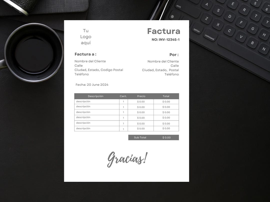 Spanish Invoice Template: Editable Canva Design (digital Download) - Etsy