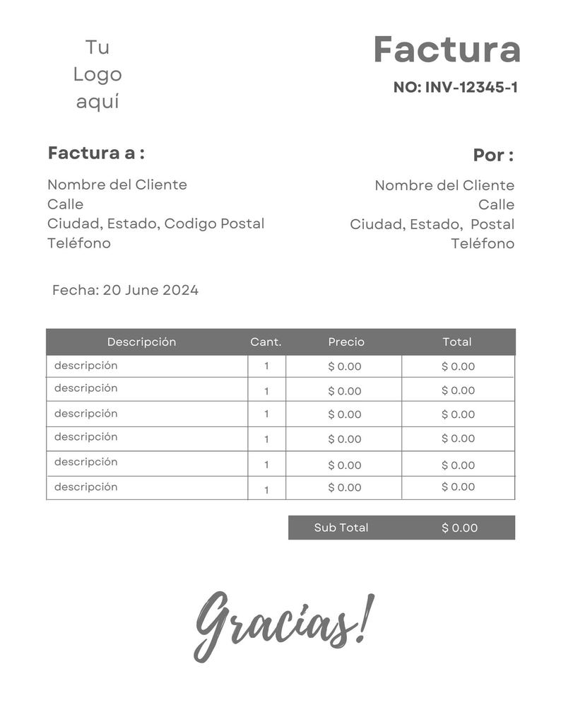 Factura Editable, Spanish Invoice Template, Spanish Invoice Canva - Etsy