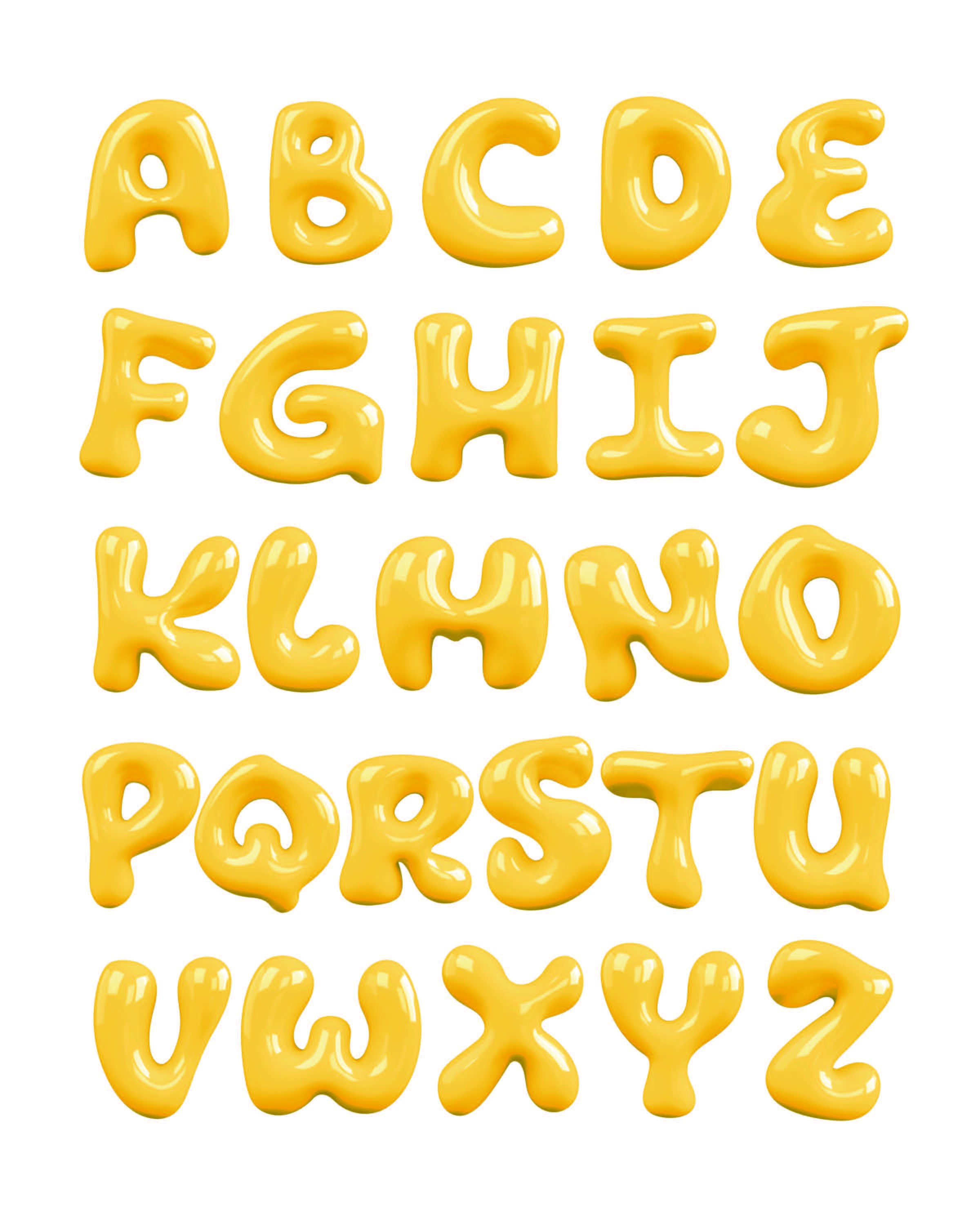 Yellow Bubble Alphabet Digital Art Print Download 8x10" - Etsy