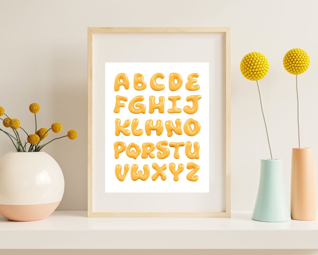 Yellow Bubble Alphabet Digital Art Print Download 8x10" - Etsy