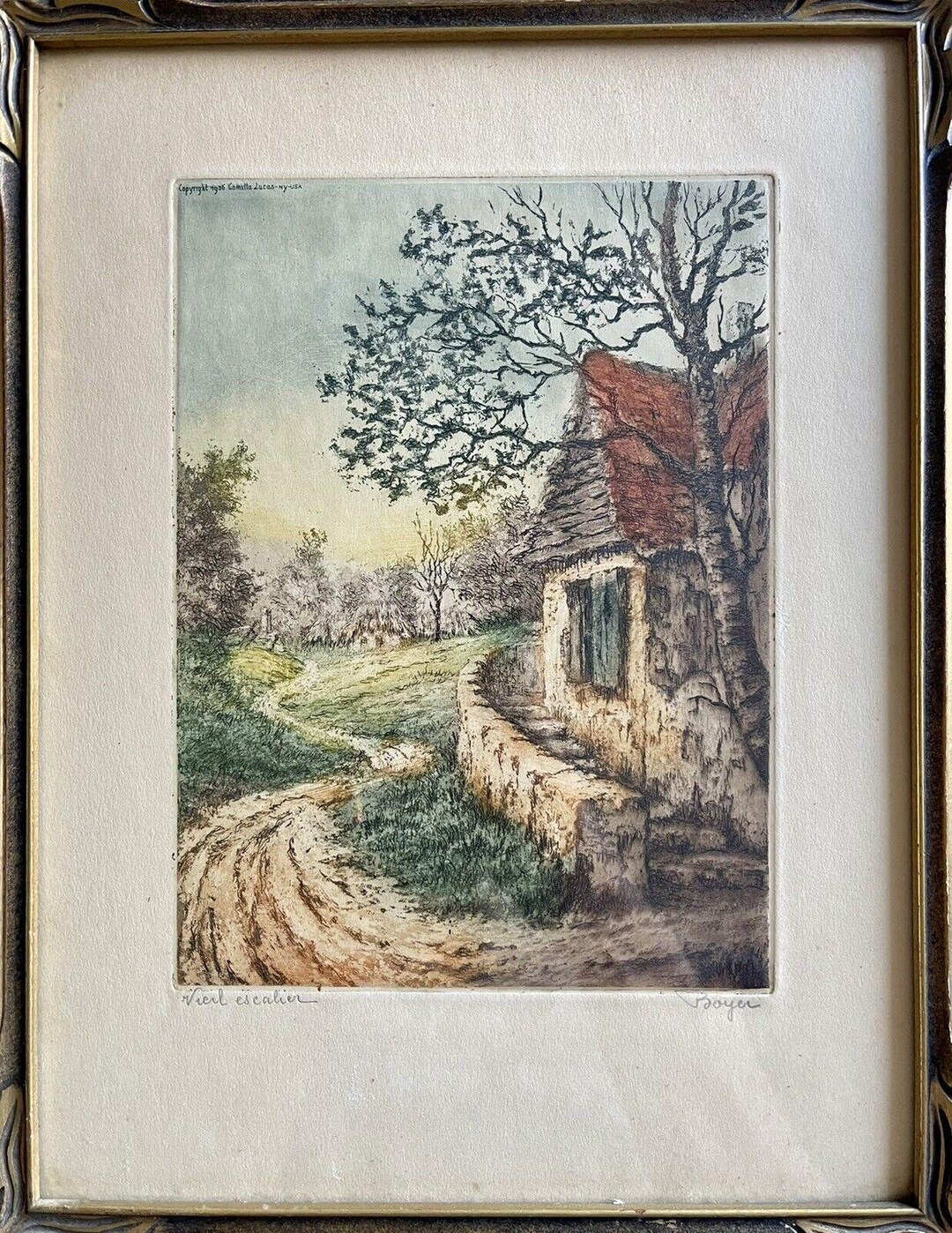 Beautiful 1936 Original Colored Etching Camilla Lucas Boyer French ...
