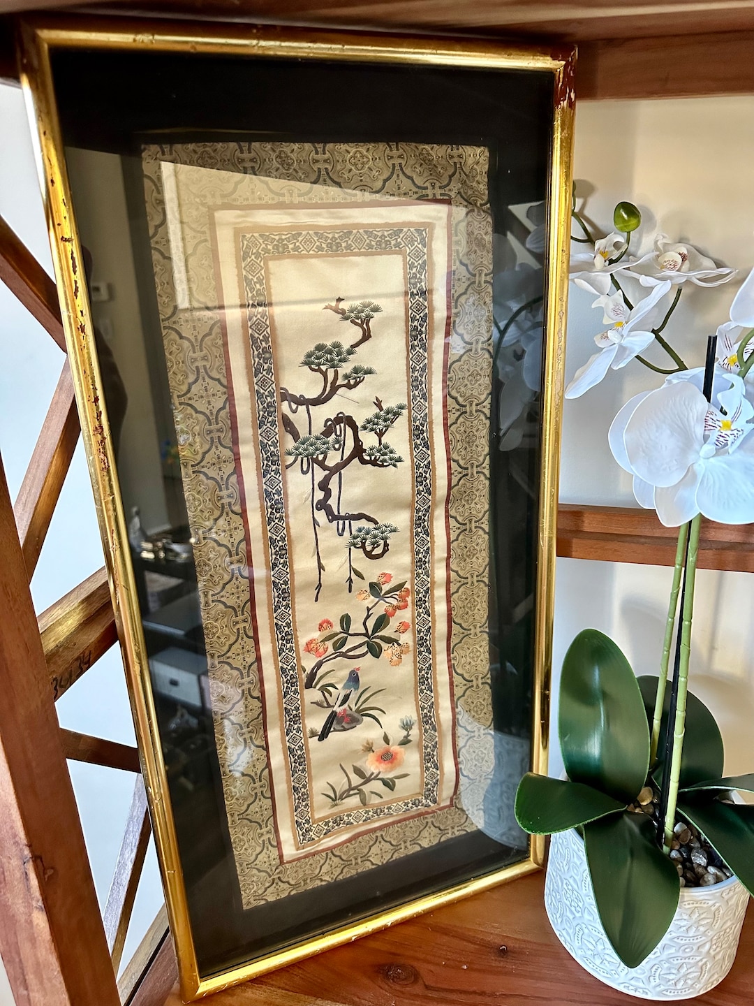 Vintage Chinese Silk Embroidered Panel Framed - Etsy