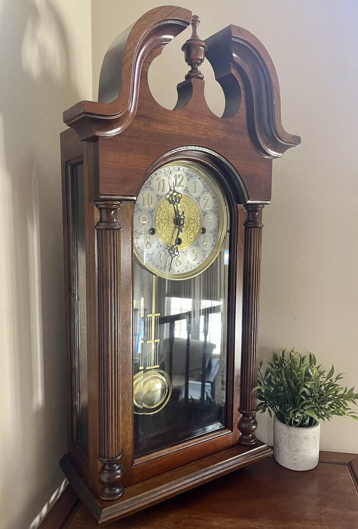 SLIGH 0708-1-AN Carved Oak Chime Wall Clock With Franz Hermle Movement ...