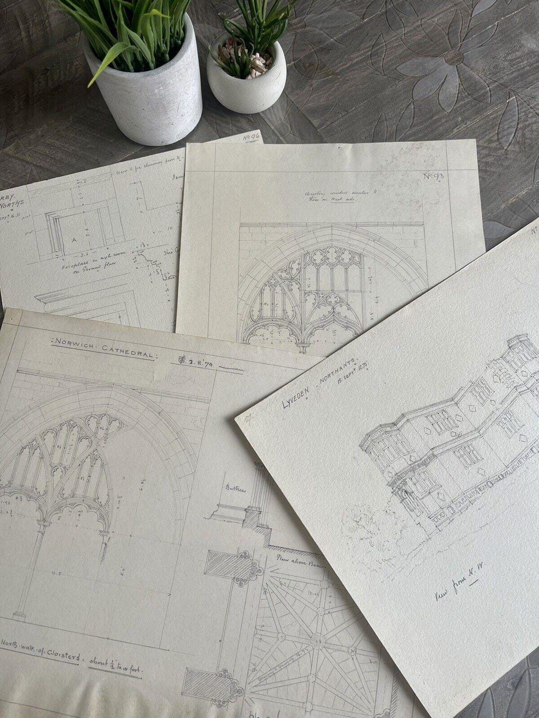 Thomas Garrat English Architect Original Pencil Drawings Church ...