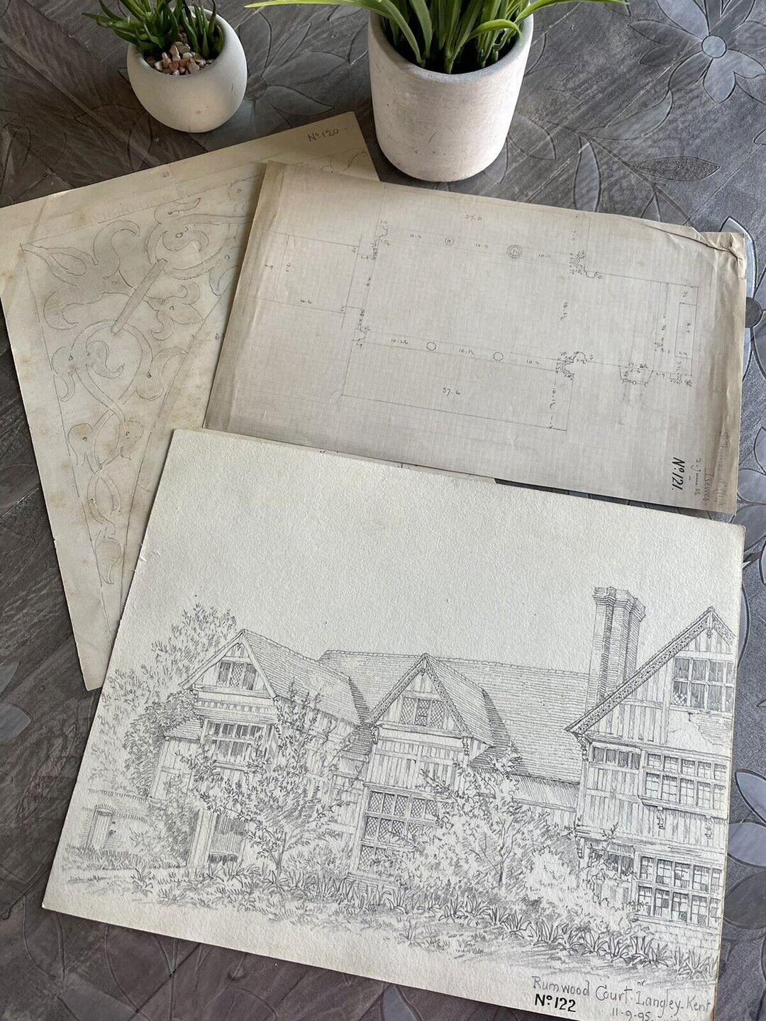 Thomas Garrat English Architect Original Pencil Drawings Projects 1888 ...