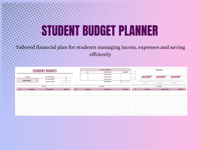 Student Monthly Budget Spreadsheet Purple Palette Simple Annual Budget ...
