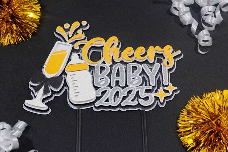 Poppin Bottles Cake Topper | Black Tie Baby Shower | Gender Reveal ...