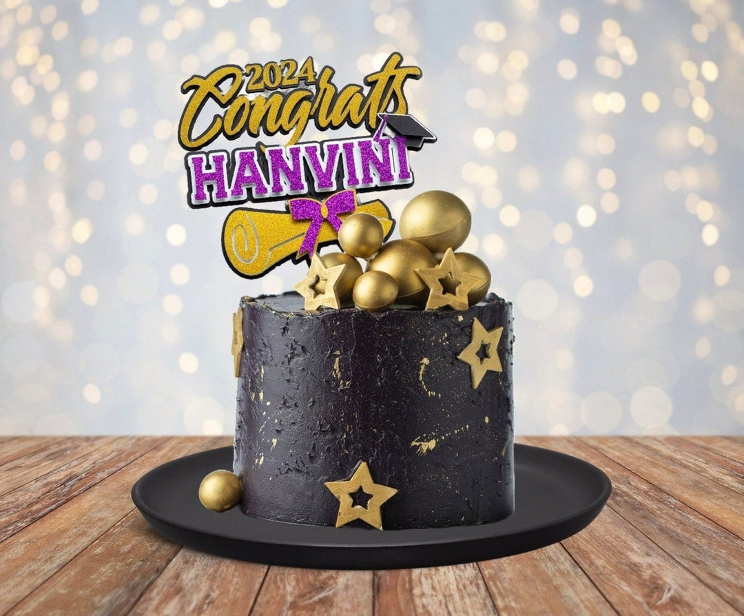 Custom Graduation Cake Topper in Gold | 2025 Grad Party | Congrats Grad ...