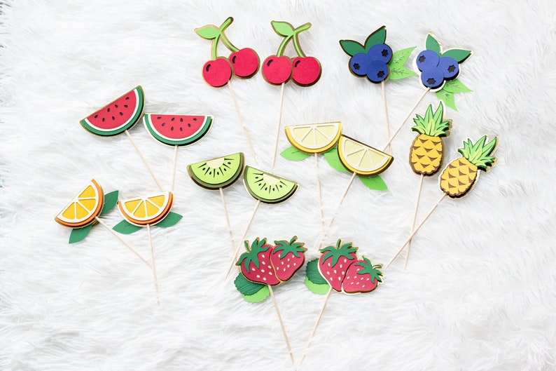 Tutti Frutti Cupcake Toppers | Fruit Picks | Tropical Food Picks ...