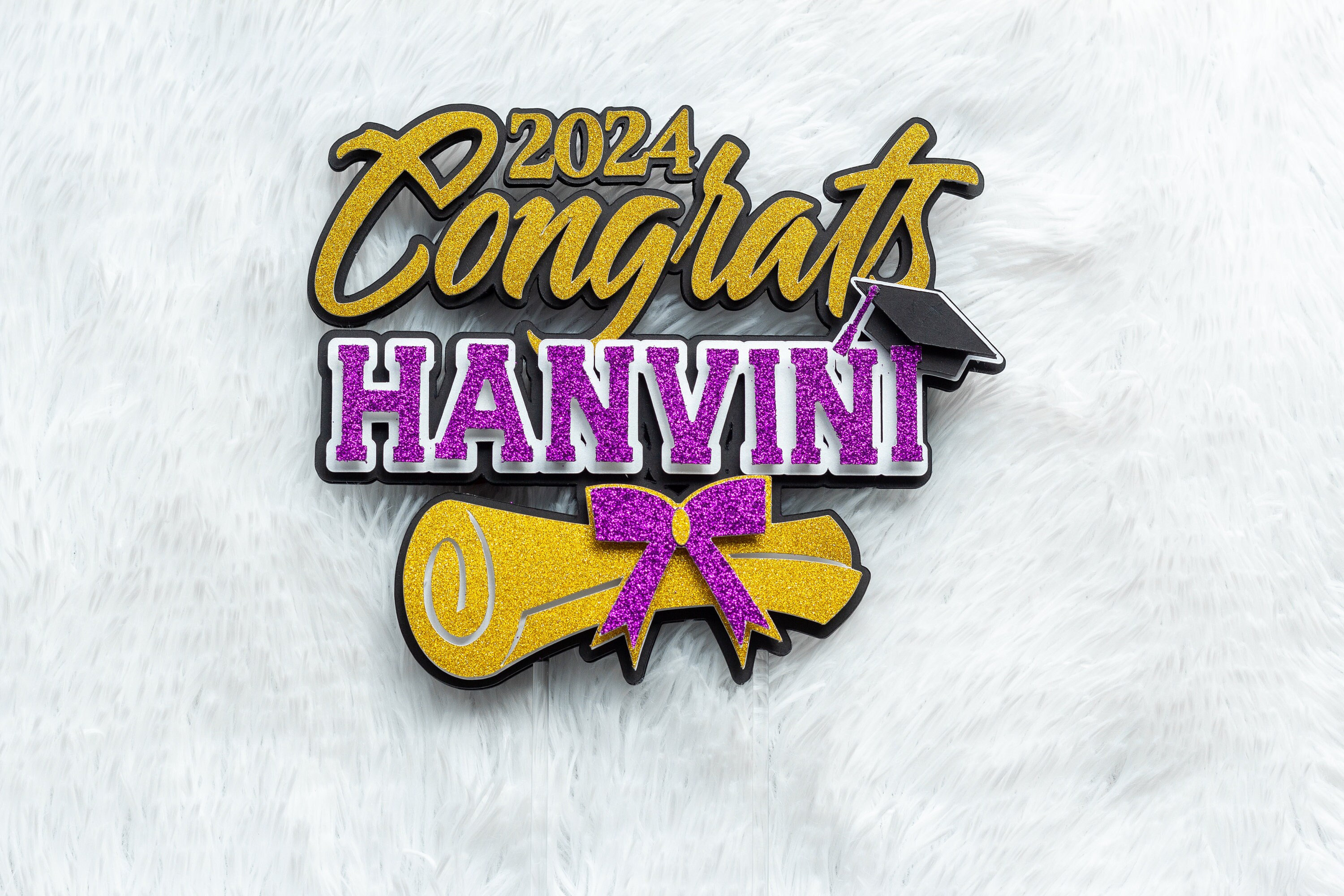 Custom Graduation Cake Topper in Gold | 2025 Grad Party | Congrats Grad ...