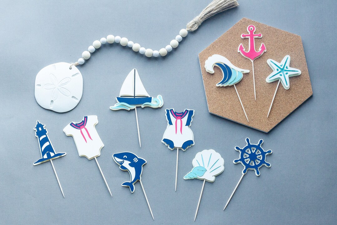 Nautical Sailor Cupcake Toppers | Ahoy Baby | 1st Birthday | Baby ...