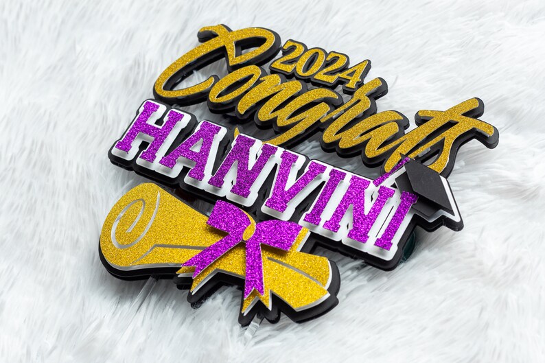 Custom Graduation Cake Topper in Gold | 2025 Grad Party | Congrats Grad ...