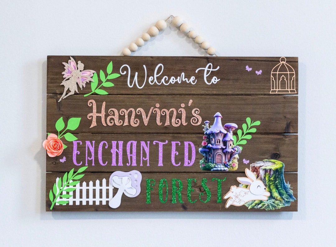 Enchanted Forest Welcome Sign | Wooden Birthday Welcome Sign | Fairy ...