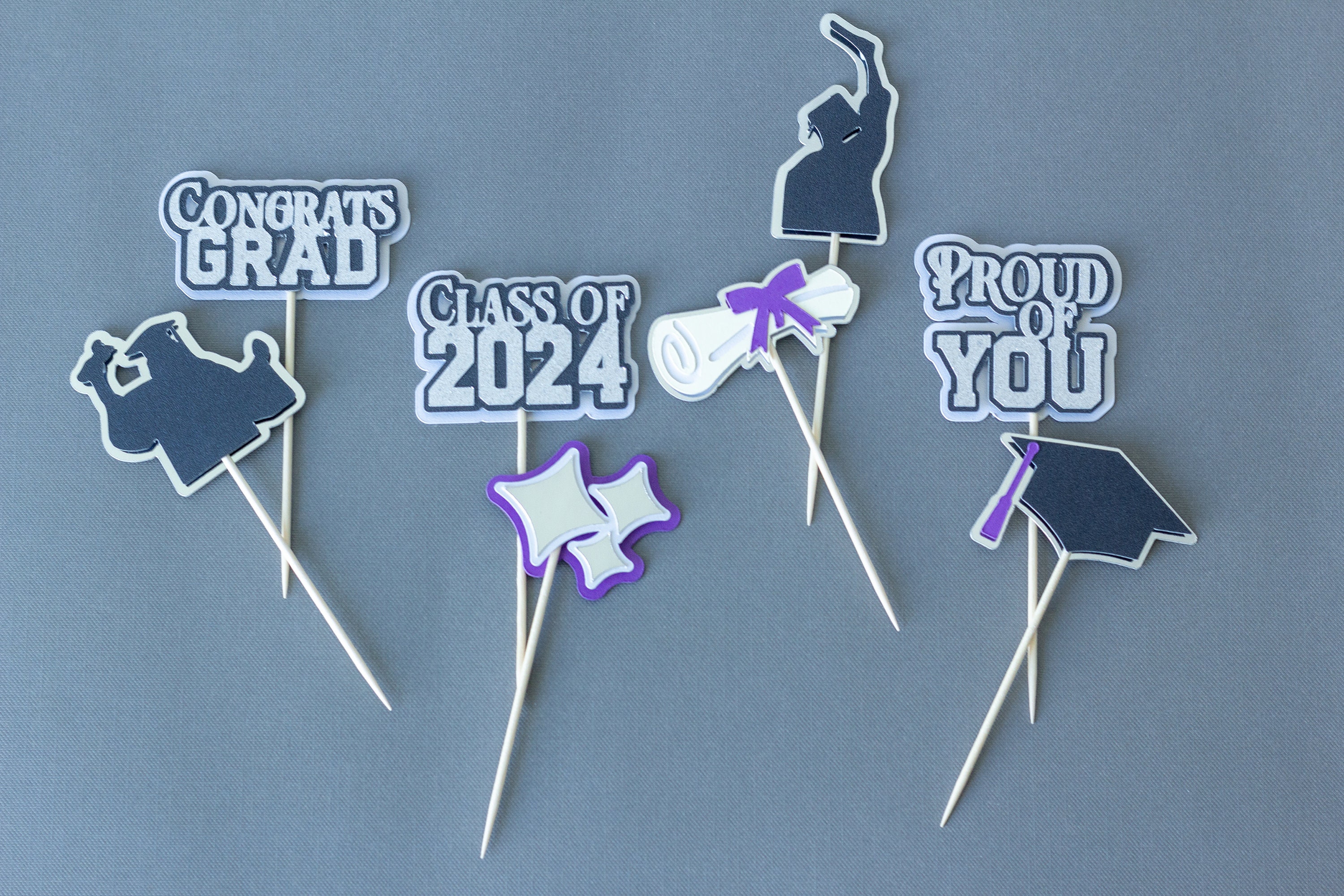 Graduation Cupcake Toppers Class of 2024 Grad Party Cupcake Toppers ...