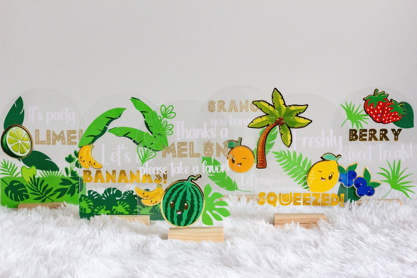 Tutti Frutti Acrylic Party Signs Tropical Party Favors Fruit Theme ...