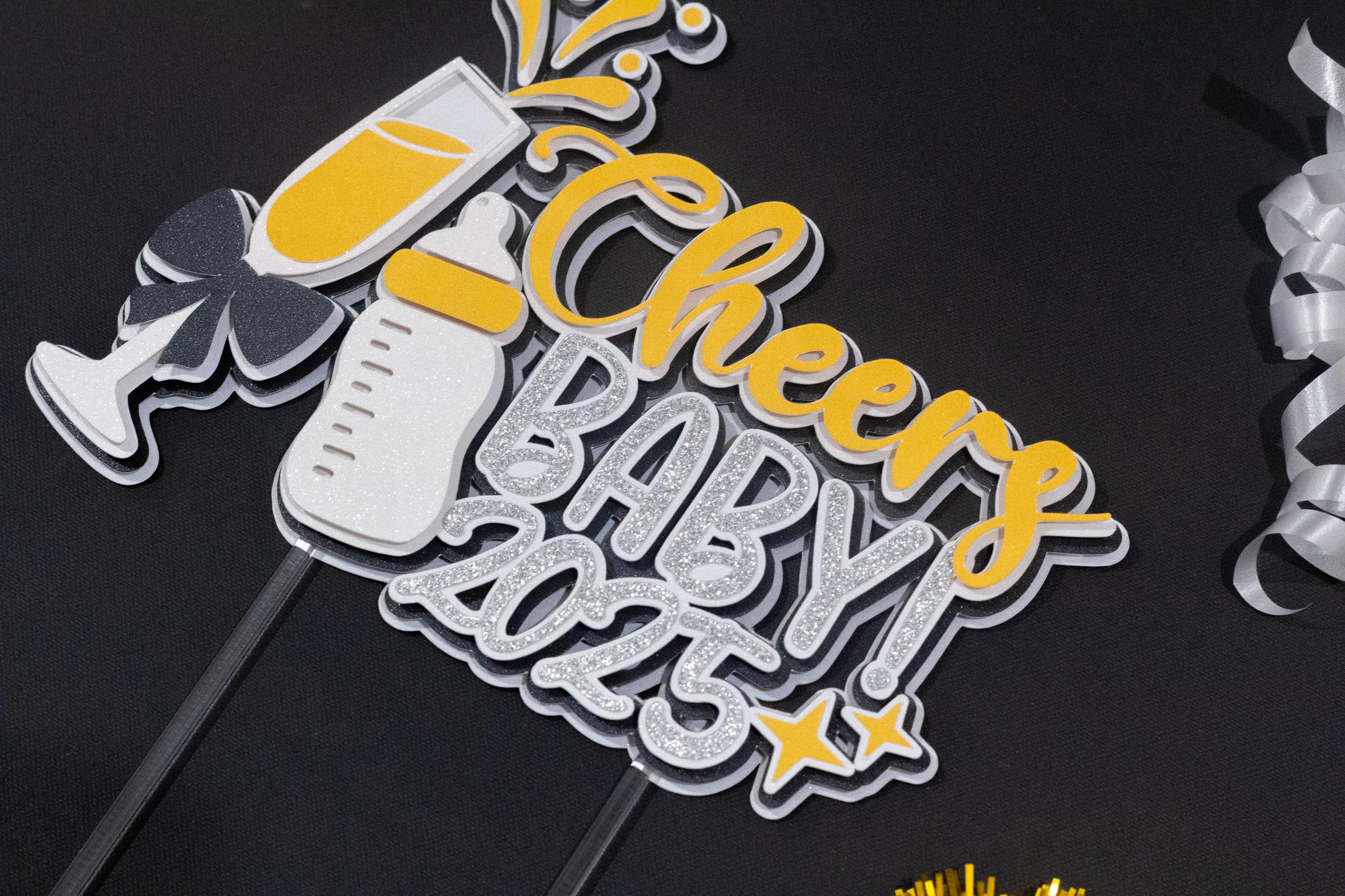 Poppin Bottles Cake Topper | Black Tie Baby Shower | Gender Reveal ...