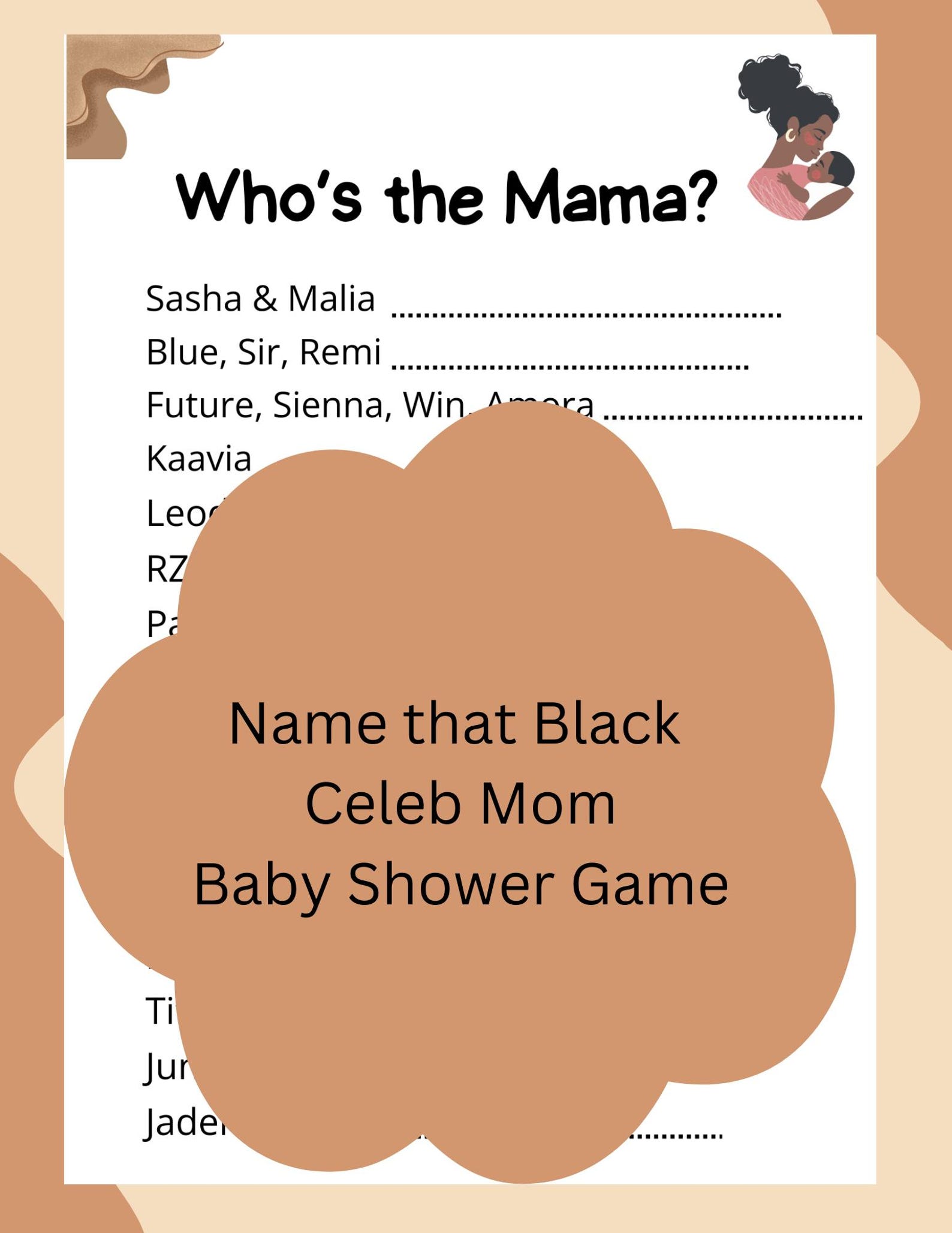 Name That Celebrity Mom Baby Shower Game - Etsy