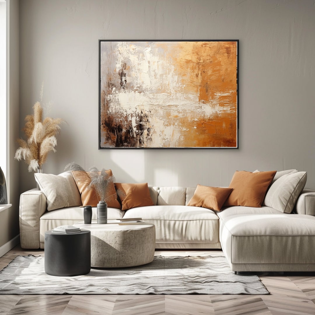 Brown, Beige, and Burnt Orange Contemporary Abstract Wall Art Digital ...