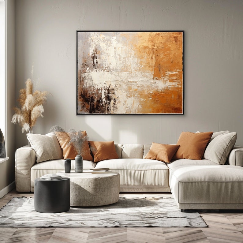 Brown, Beige, and Burnt Orange Contemporary Abstract Wall Art Digital ...