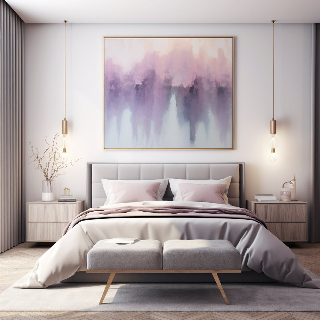 Purple and Lavender Ombre Modern Contemporary Abstract Wall Art ...