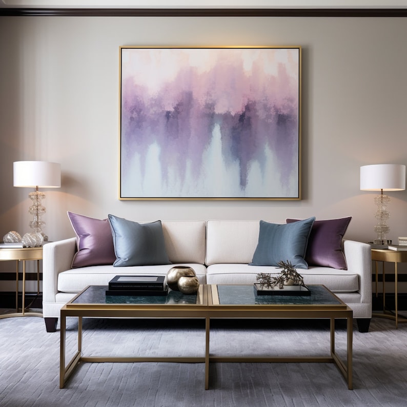 Purple and Lavender Ombre Modern Contemporary Abstract Wall Art ...