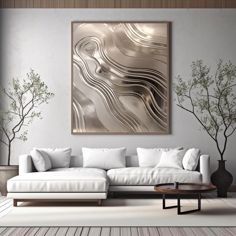 Silver Modern Contemporary Abstract Wall Art (digital Print Download ...