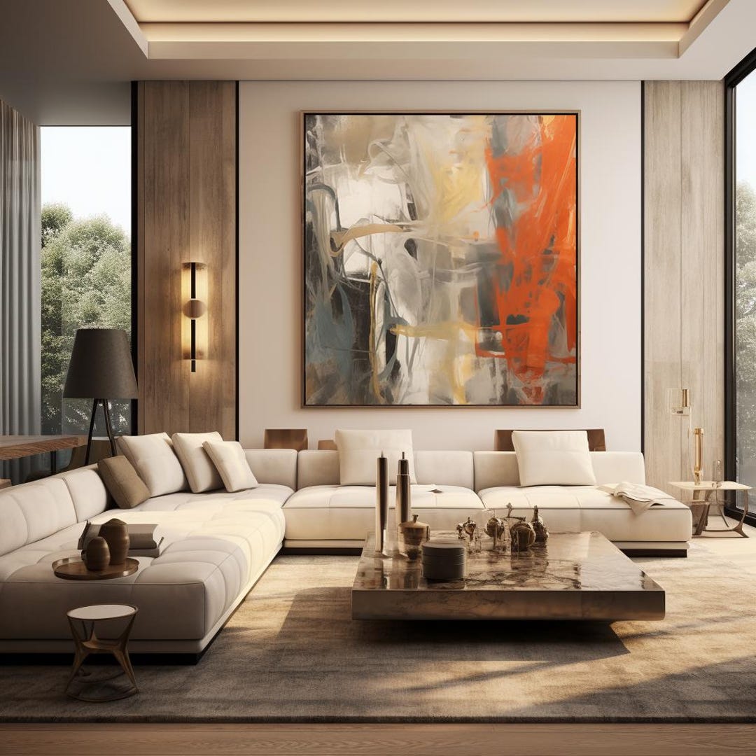 Modern Contemporary Abstract Wall Art Print: Orange, Brown, Yellow and ...