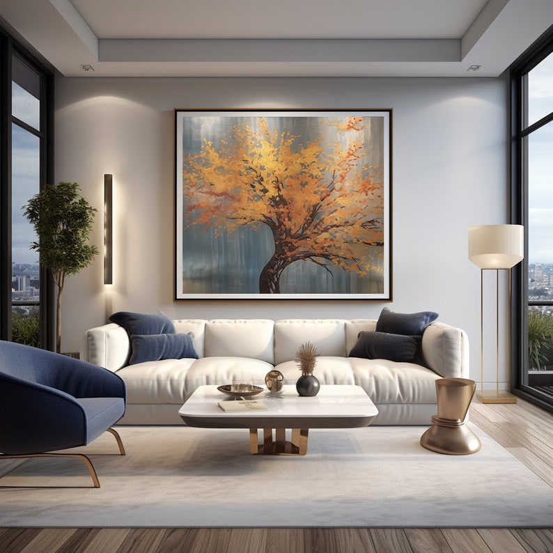 Autumn Tree Modern Contemporary Abstract Wall Art Painting Digital ...