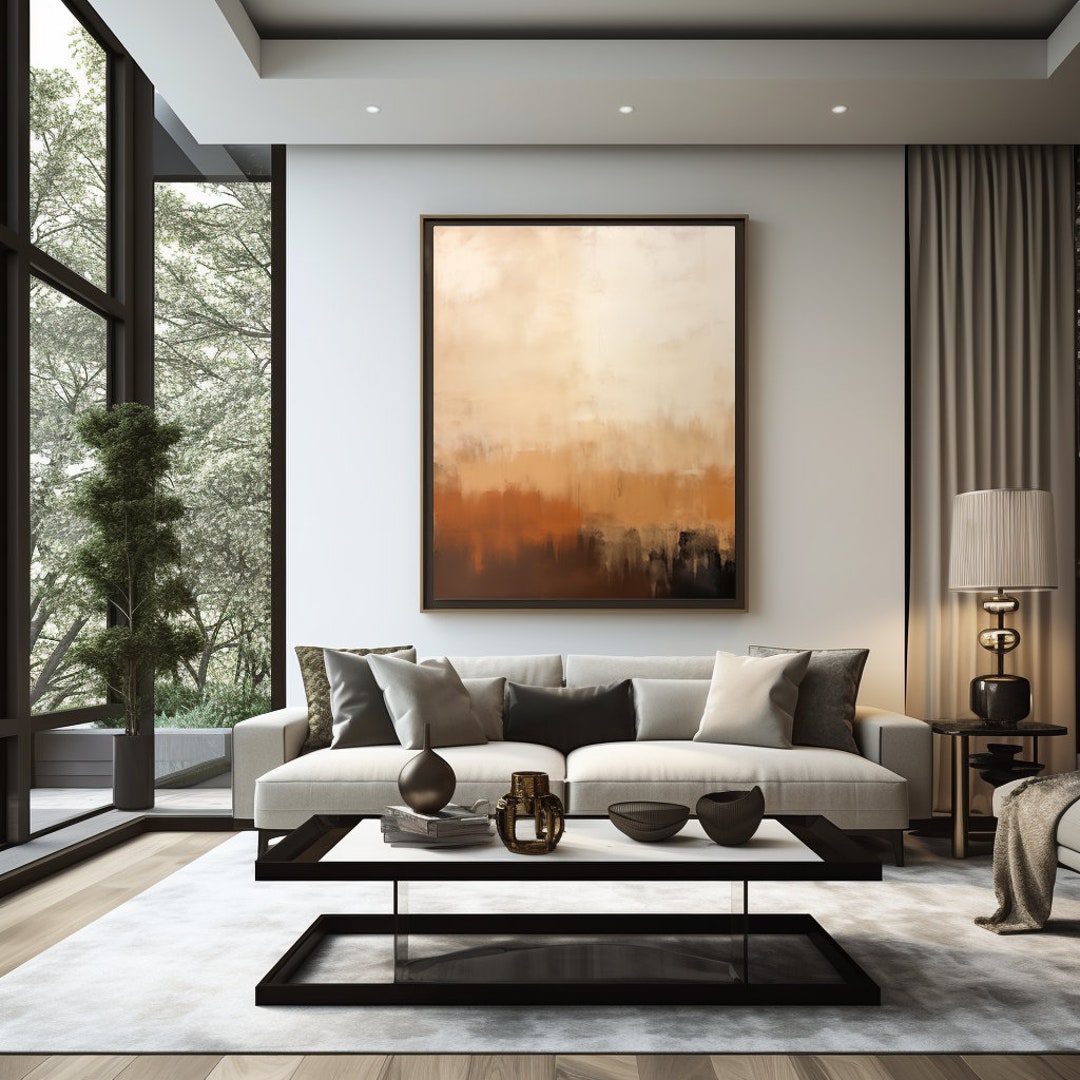 Camel Tan, Rust, Brown, and Black Modern Contemporary Abstract Wall Art ...