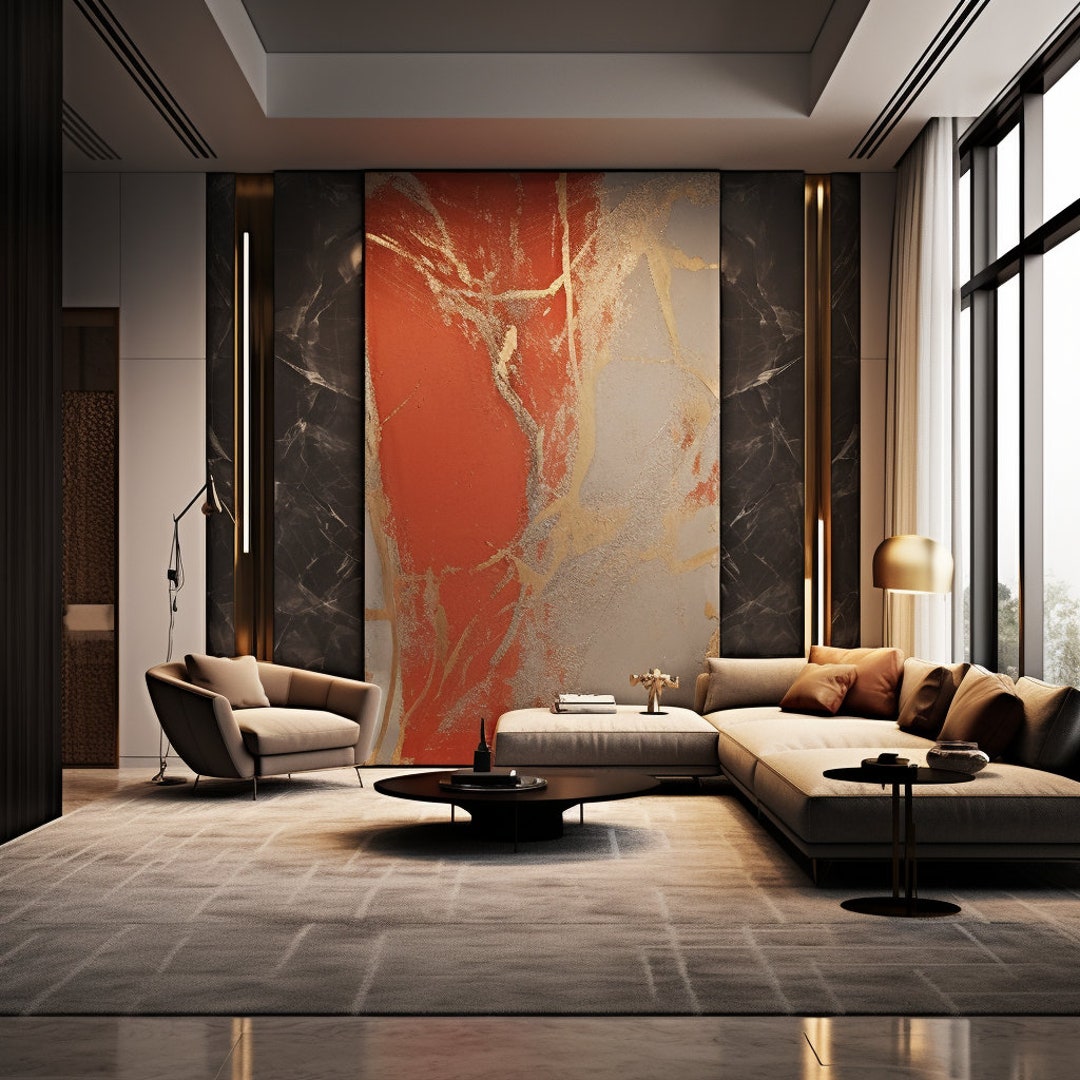 Rust and Gold Modern Contemporary Abstract Wall Art Painting Digital ...