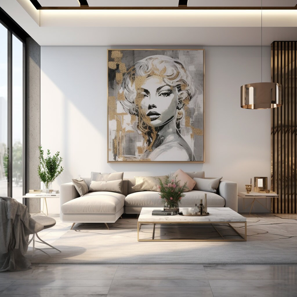 Woman in Gold Modern Contemporary Abstract Wall Art Painting Digital ...