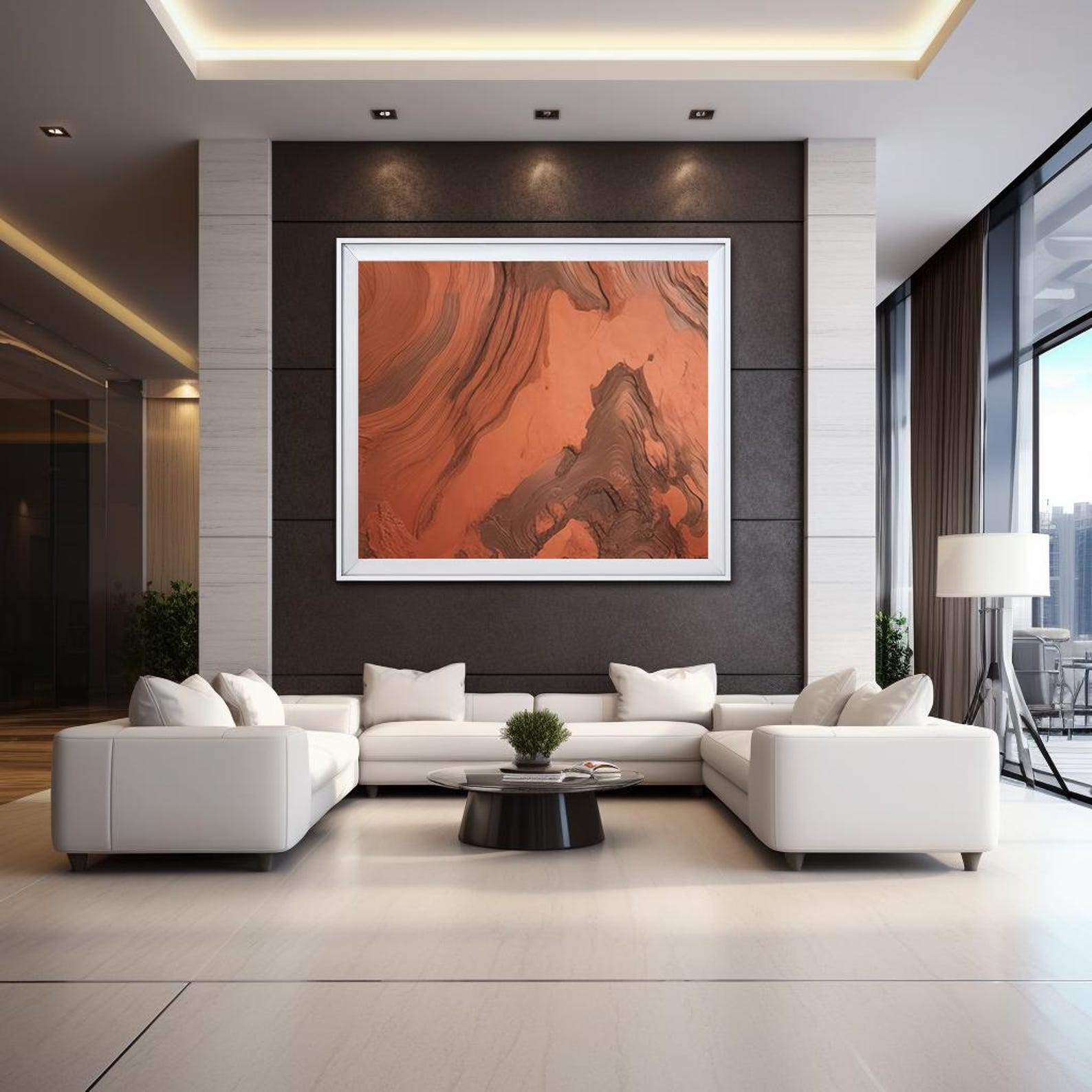 Rust Brick Red Modern Contemporary Abstract Wall Art Painting Digital ...