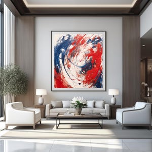 Red, White, and Blue Modern Contemporary Abstract Wall Art Painting ...