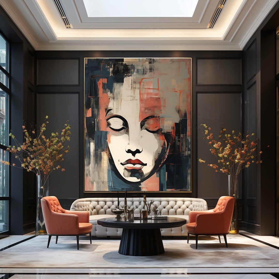 Pensive Woman Modern Contemporary Abstract Wall Art Painting - Digital ...