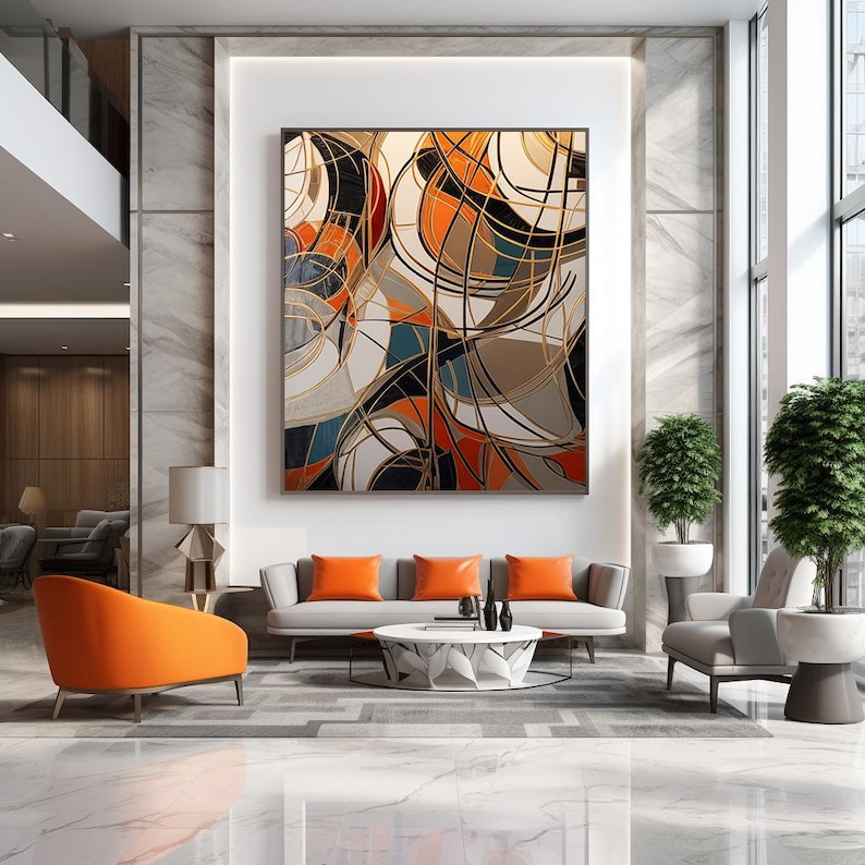 Modern Contemporary Abstract Wall Art: Whimsical Multicolored Print ...