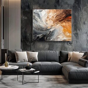 Gray and Rust Modern Contemporary Abstract Wall Art Painting Digital ...