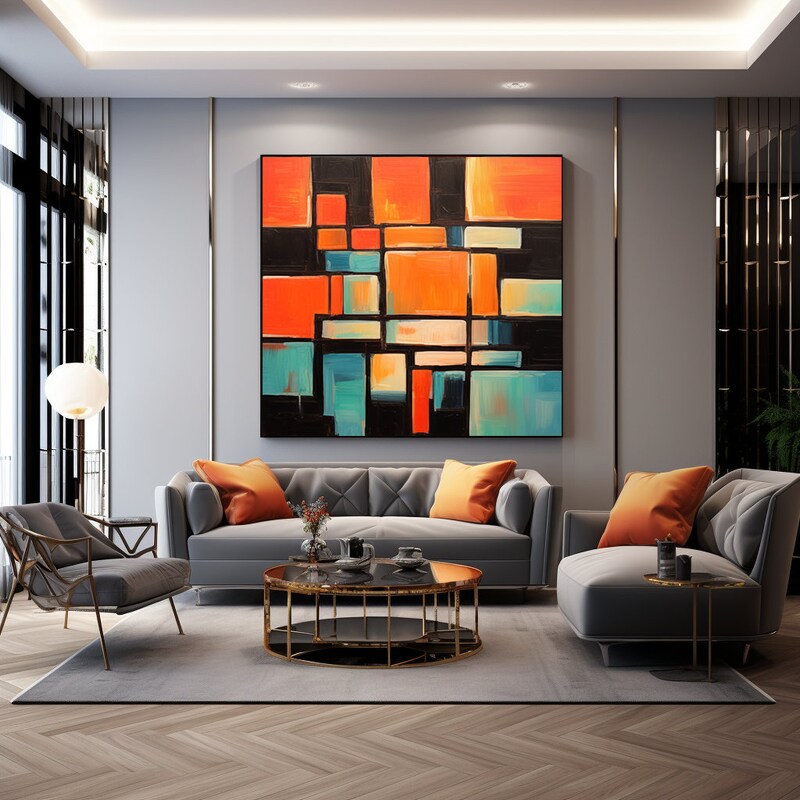 Turquoise Orange Art - Etsy