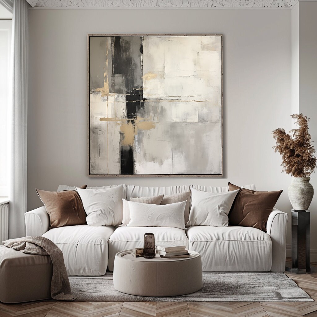 Gray, Black, and Gold Contemporary Abstract Wall Art Digital Download ...
