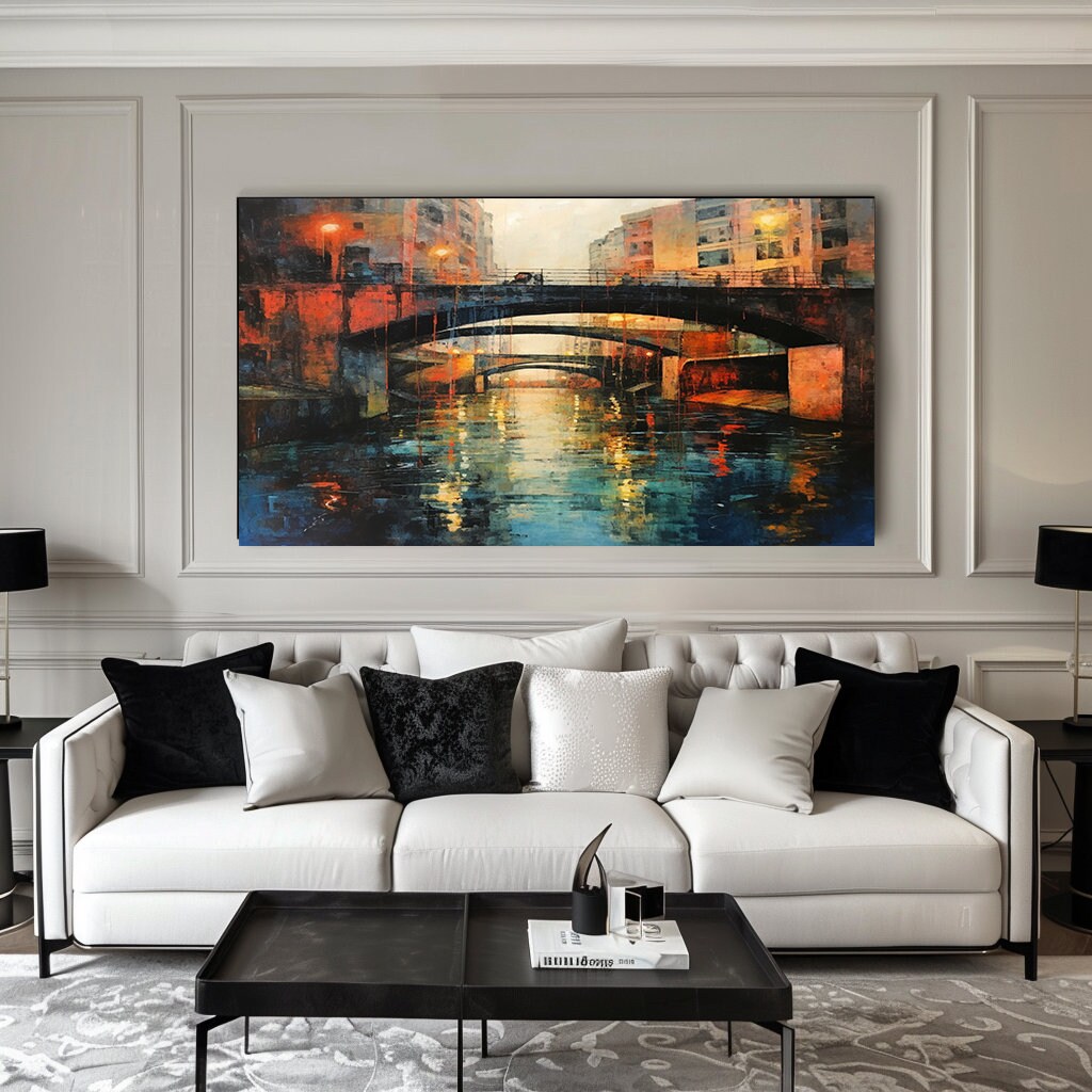 Bridge Over Water Modern Contemporary Abstract Wall Art Painting ...