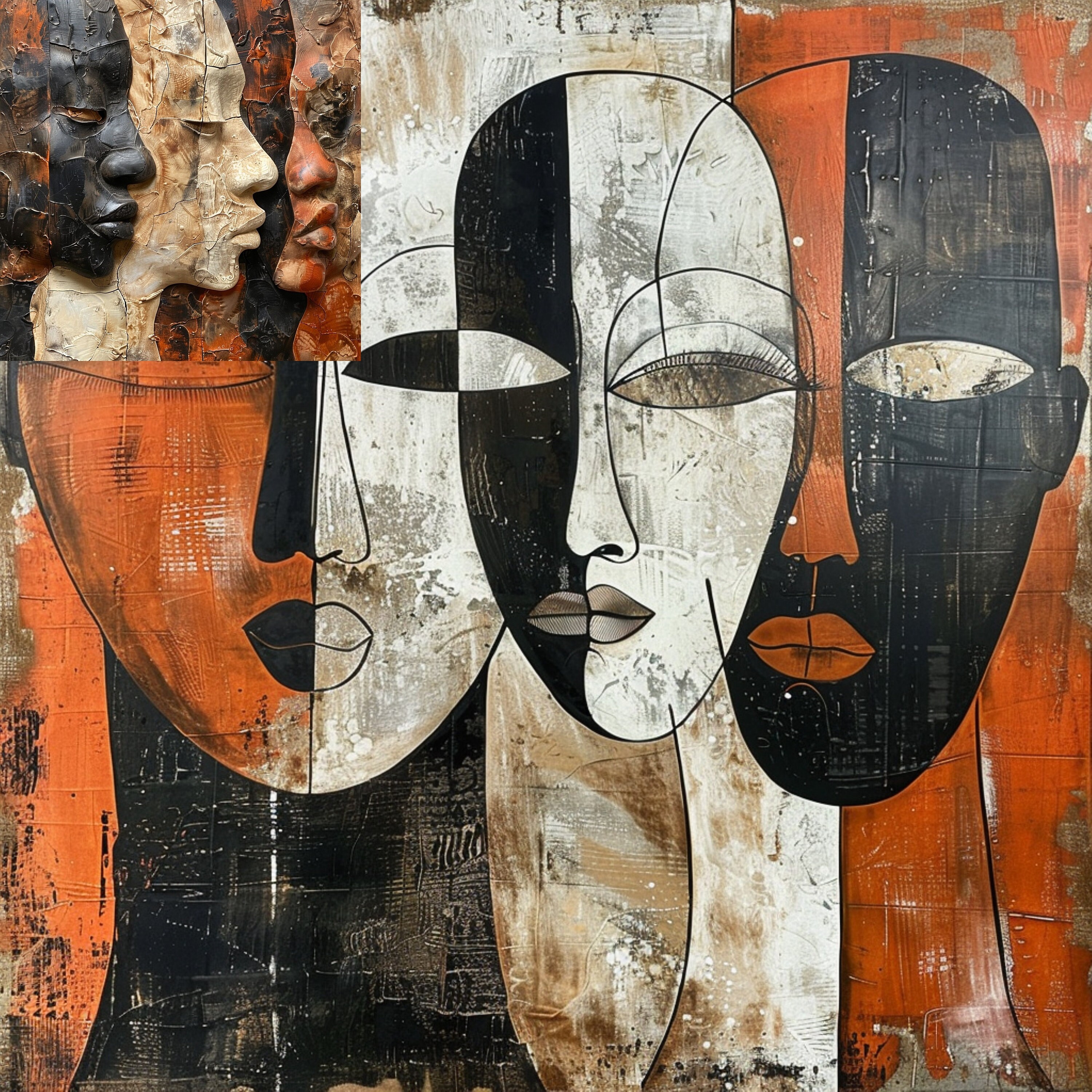 African Masks Abstract Wall Art Digital Download. - Etsy