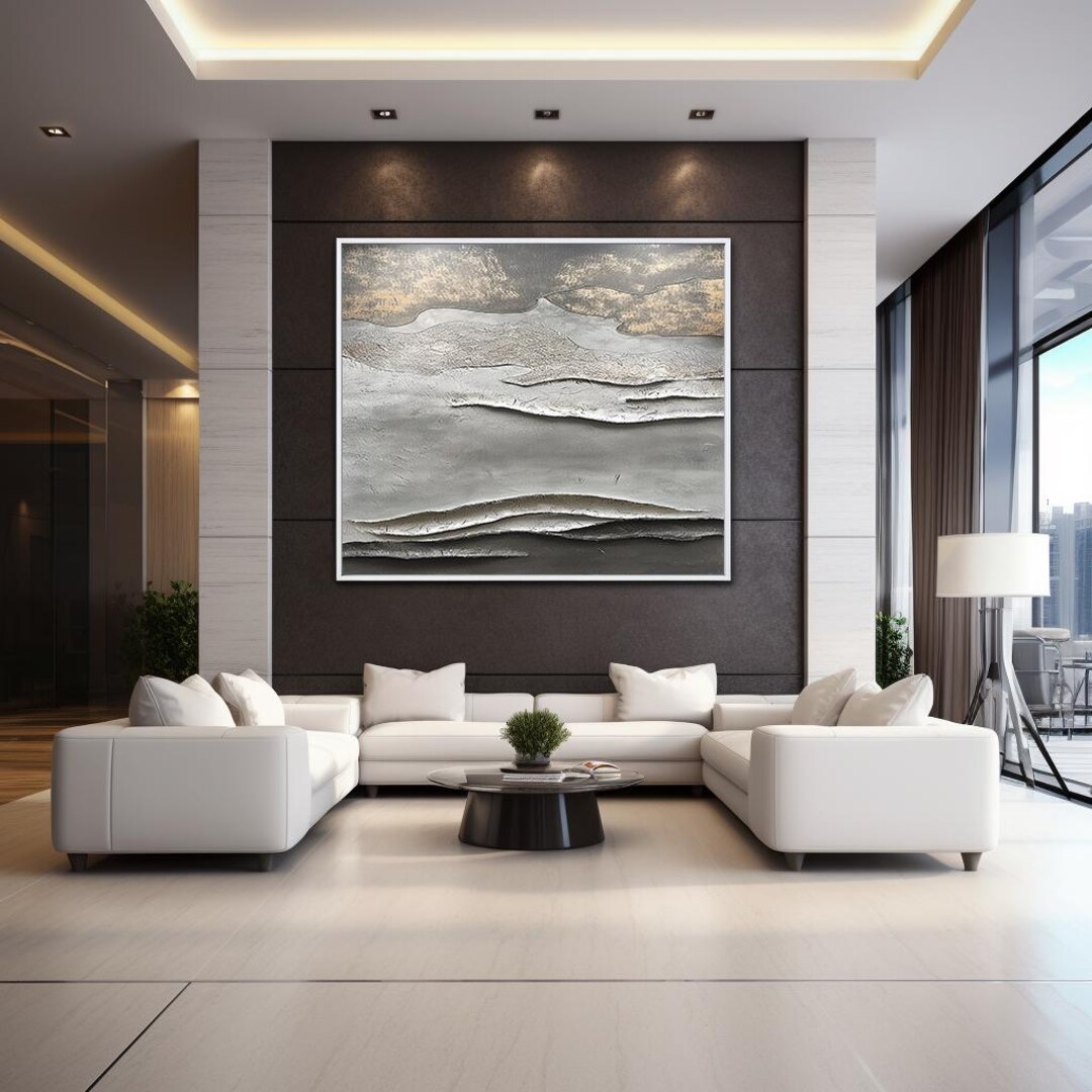 Beige Textured Modern Contemporary Abstract Wall Art Painting Digital ...